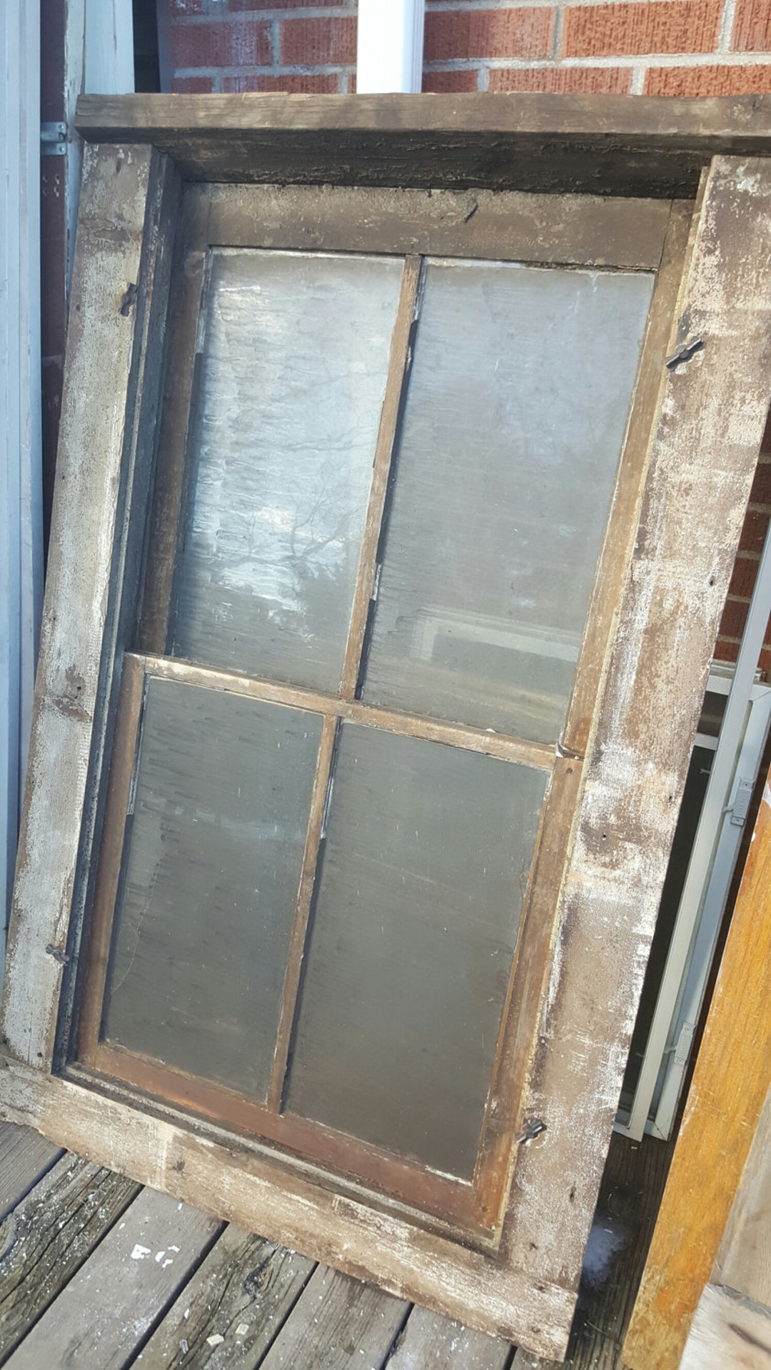 Reclaimed Antique Wood Window and Frame, Architectural Salvage ...