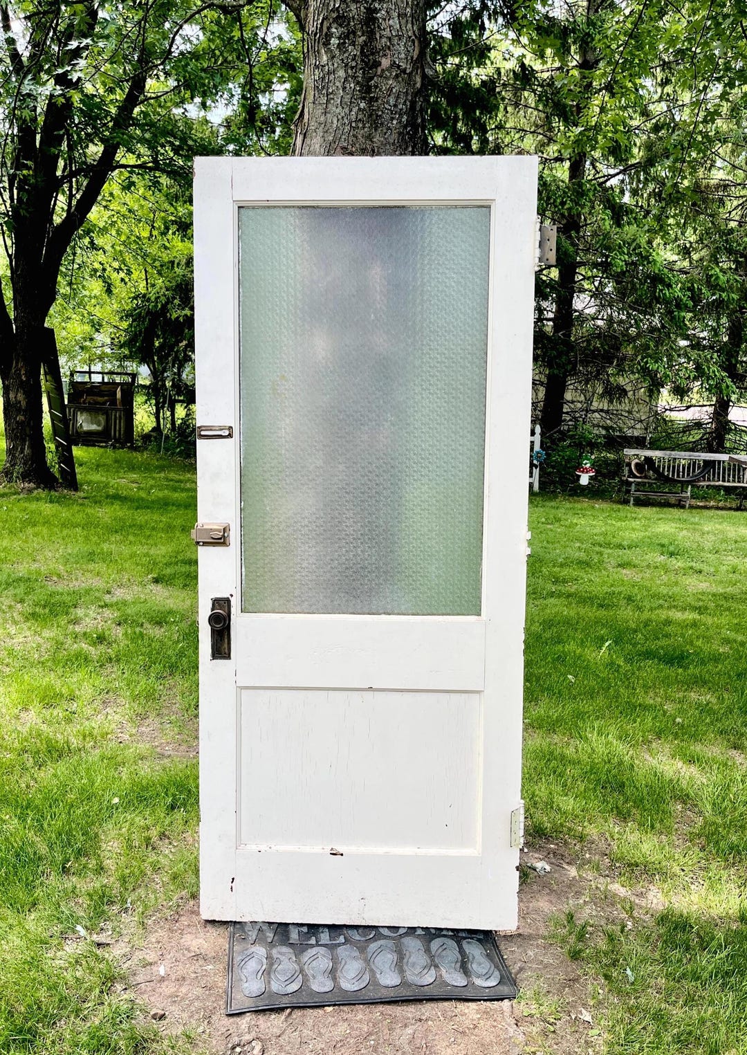 Antique Privacy Glass Wood Oak Panel Interior Door, Architectural ...
