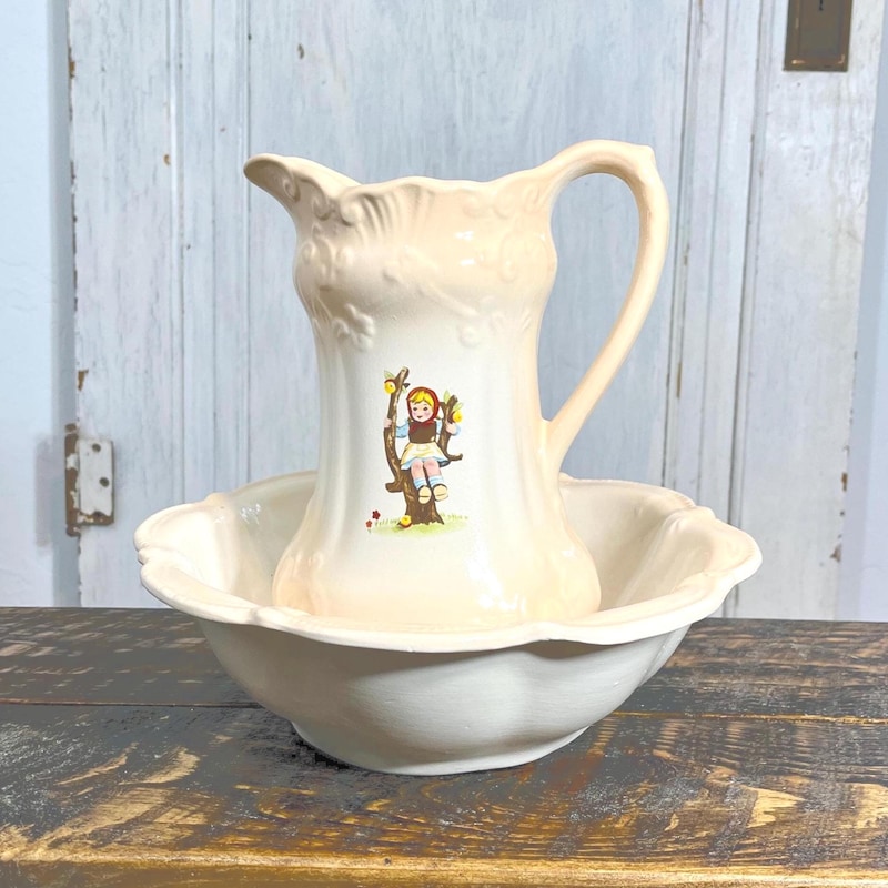 Antique Wash Basin and Pitcher - Etsy