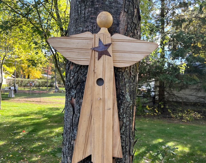 Primitive Wood Angel Birdhouse Porch Outdoor Garden Decor Wall Hanging ...