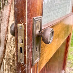 Antique Privacy Glass Wood Oak Panel Interior Door, Architectural ...
