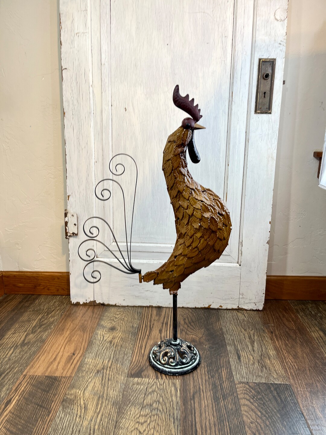 Rustic Metal Rooster Statue 32 Farmhouse Decor Garden Yard Art Porch ...