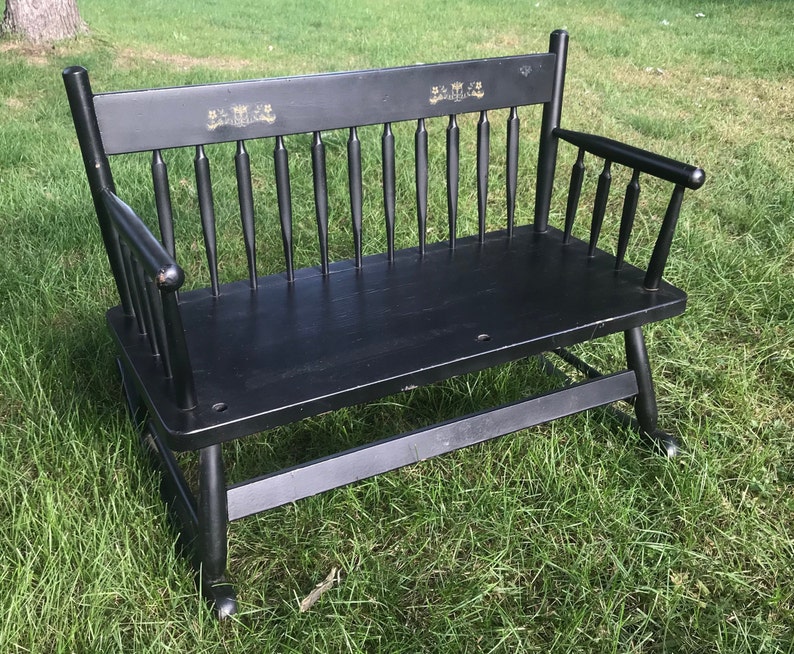 Antique Wood Mammy Bench Baby Rocker Spindle Bench Black | Etsy