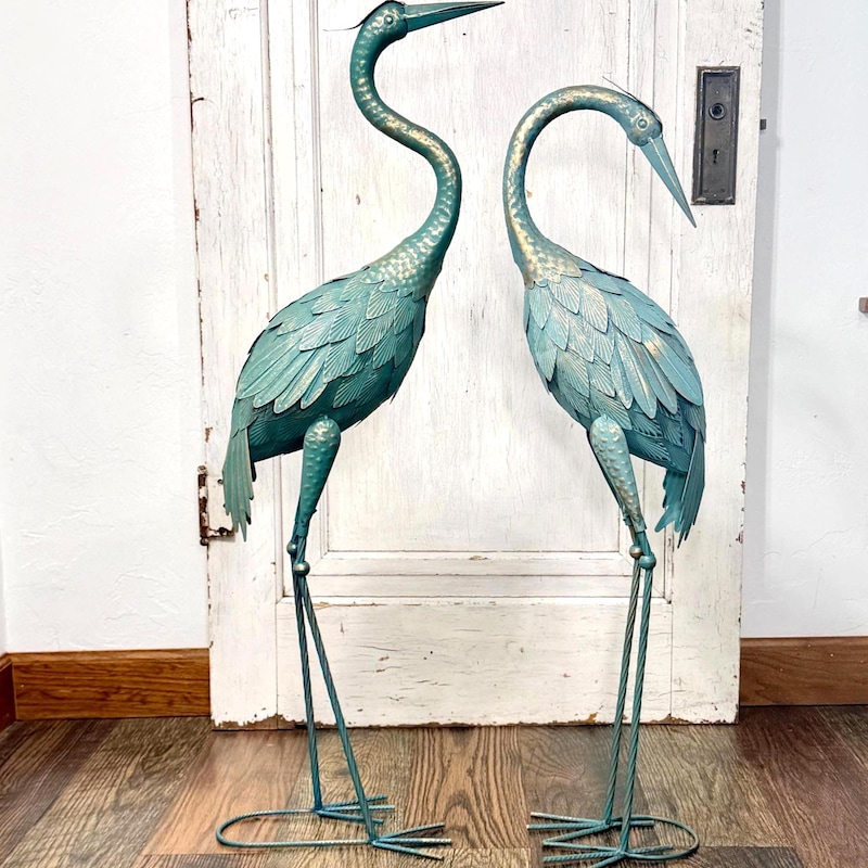 Metal Crane Bird Yard Art - Etsy