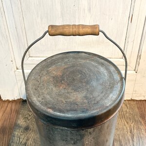Antique Metal Lidded Ash Can W/ Wood Bail Handle EN62 - Etsy