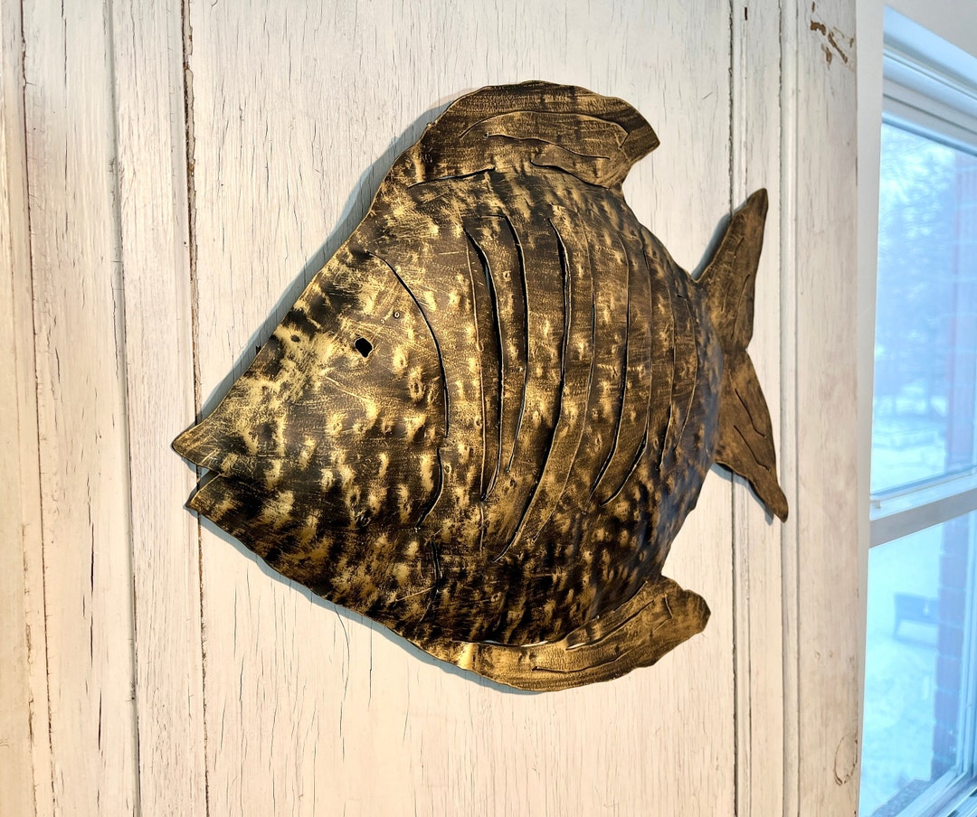 Vintage Metal Copper Angel Fish Wall Art Coastal Beach House Home Decor ...