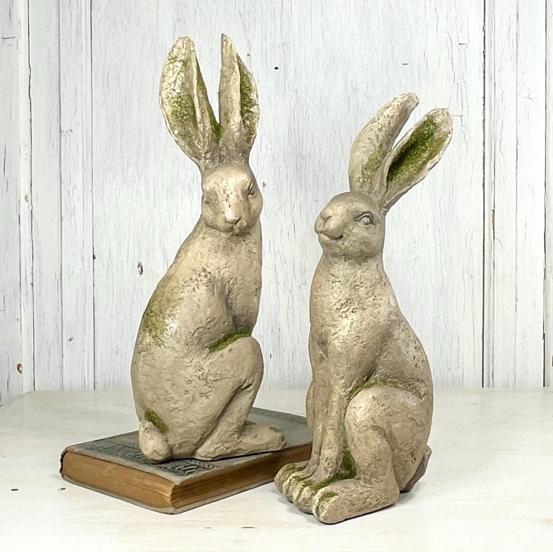 Rabbit Bunny Statuary Statue Distressed Weathered Rabbit Hare Mossy ...