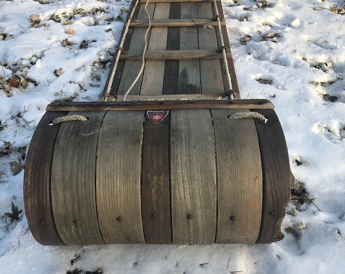 Antique Wood Toboggan, J.C. Higgins, Sears Roebuck, 62" Wood Sled ...
