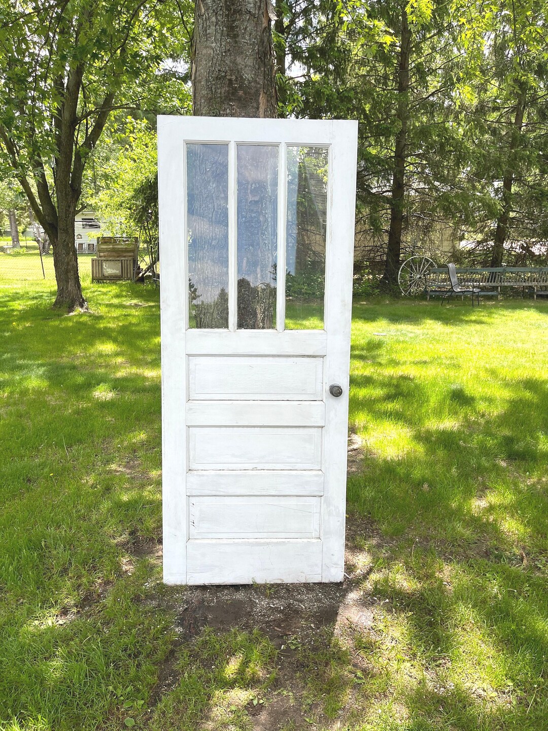 Antique Glass Pane Window Wood Panel Exterior Door, Reclaimed ...