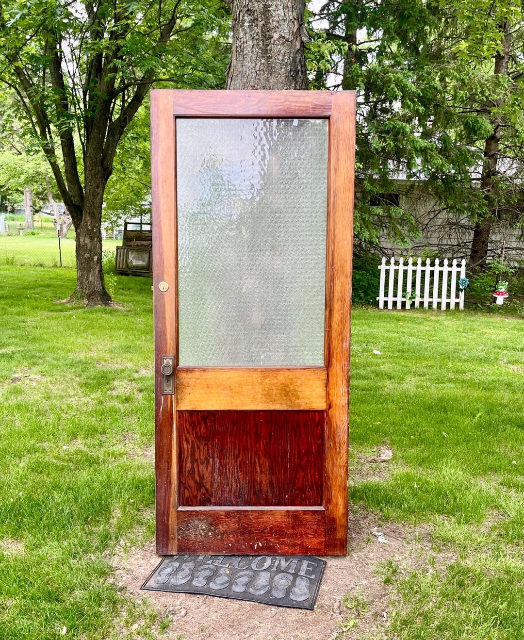 Antique Privacy Glass Wood Oak Panel Interior Door, Architectural ...