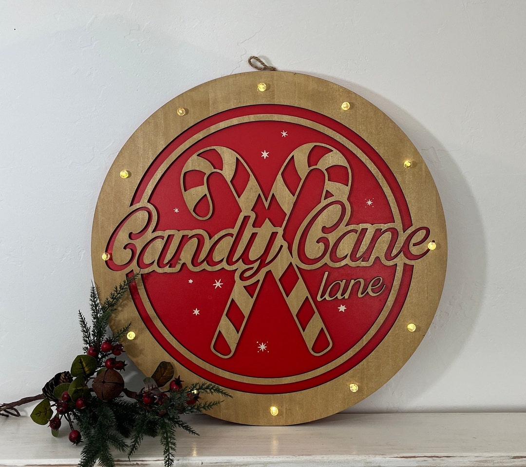 Candy Cane Lane Sign 18 Pre-lit Lighted Christmas Porch Modern ...