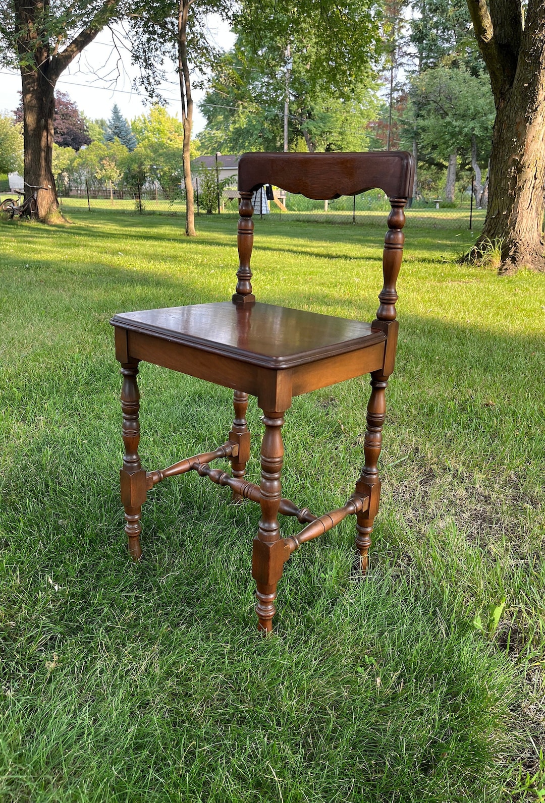 Antique Wood Accent Chair Stool Bulleye EG79 - Etsy