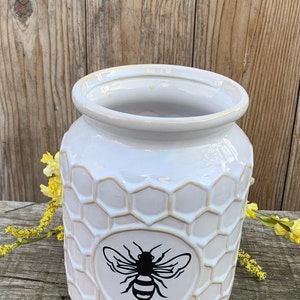Vintage Inspired Bee Hive White Ceramic Vase, Bee Home Decor, Country ...