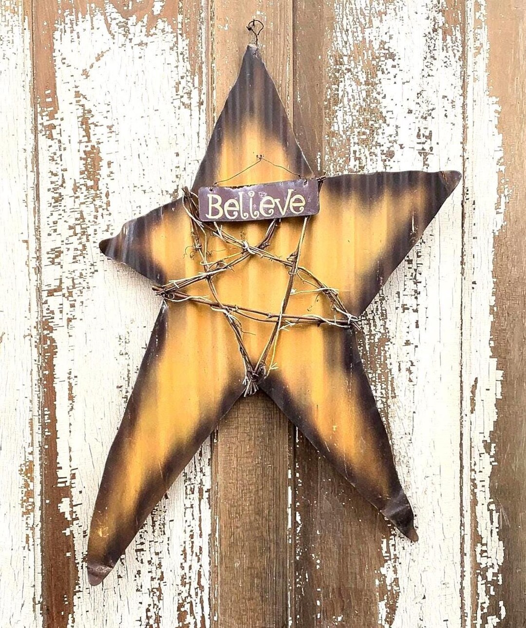 Believe Sign Metal Star Christmas Outdoor Decor, 20"w X 31"h - Etsy