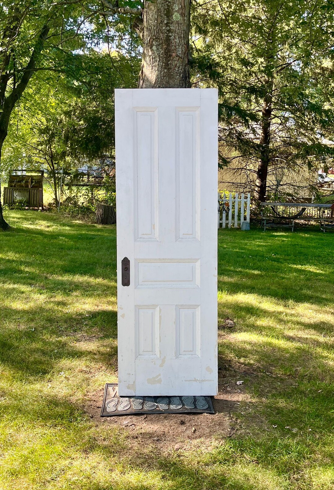 Antique Wood Vertical Five Panel Interior Door, Reclaimed, Renovation ...