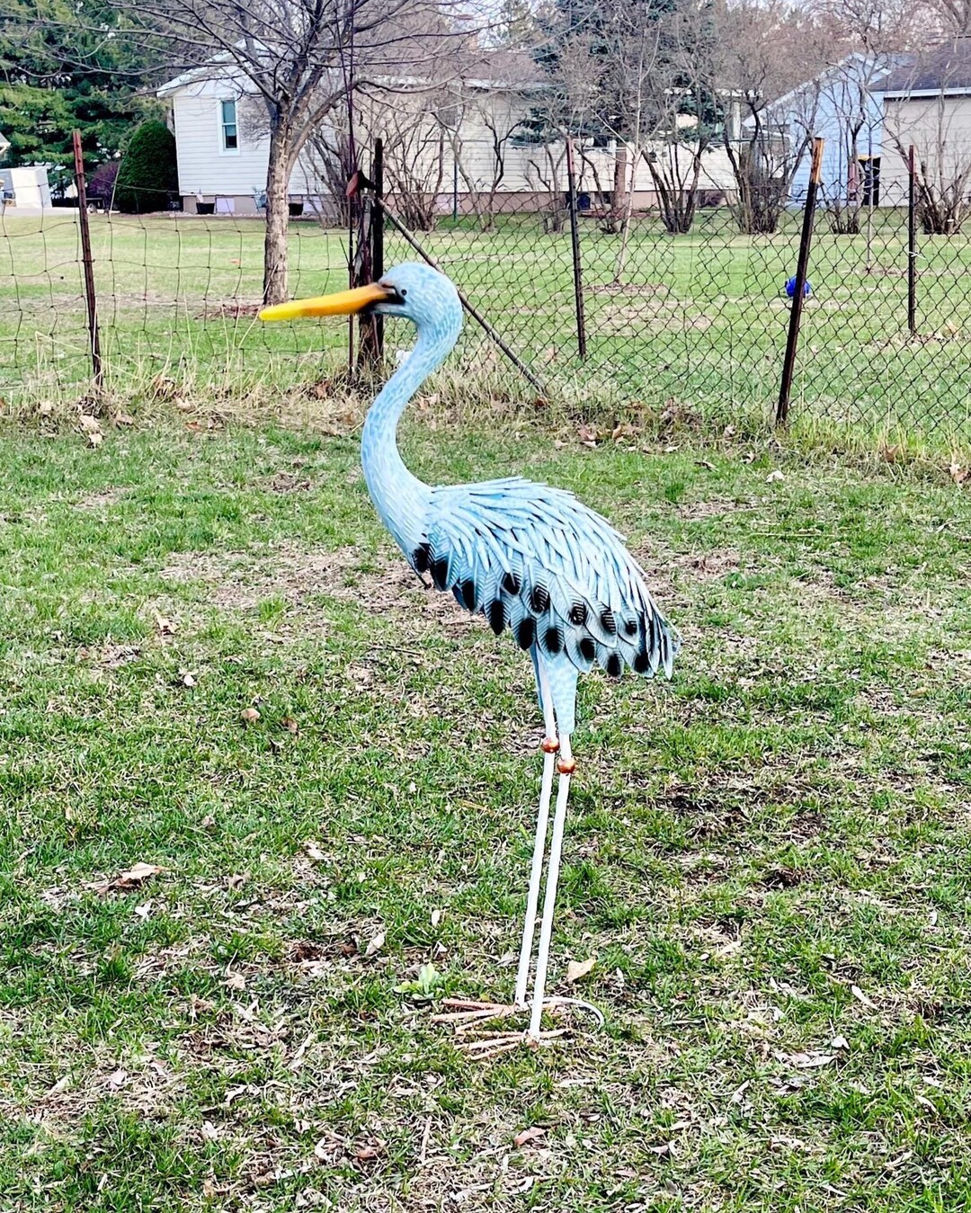 Blue Heron Garden Stake: Metal Egret Crane Yard Art Decor (43") - Etsy