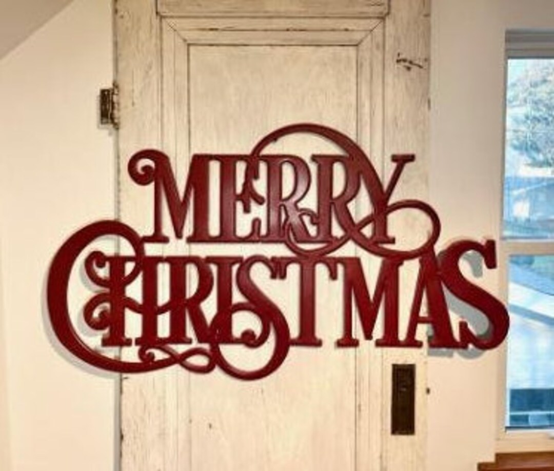 47 Metal Merry Christmas Sign Decor Rustic Rusty Farmhouse Indoor ...