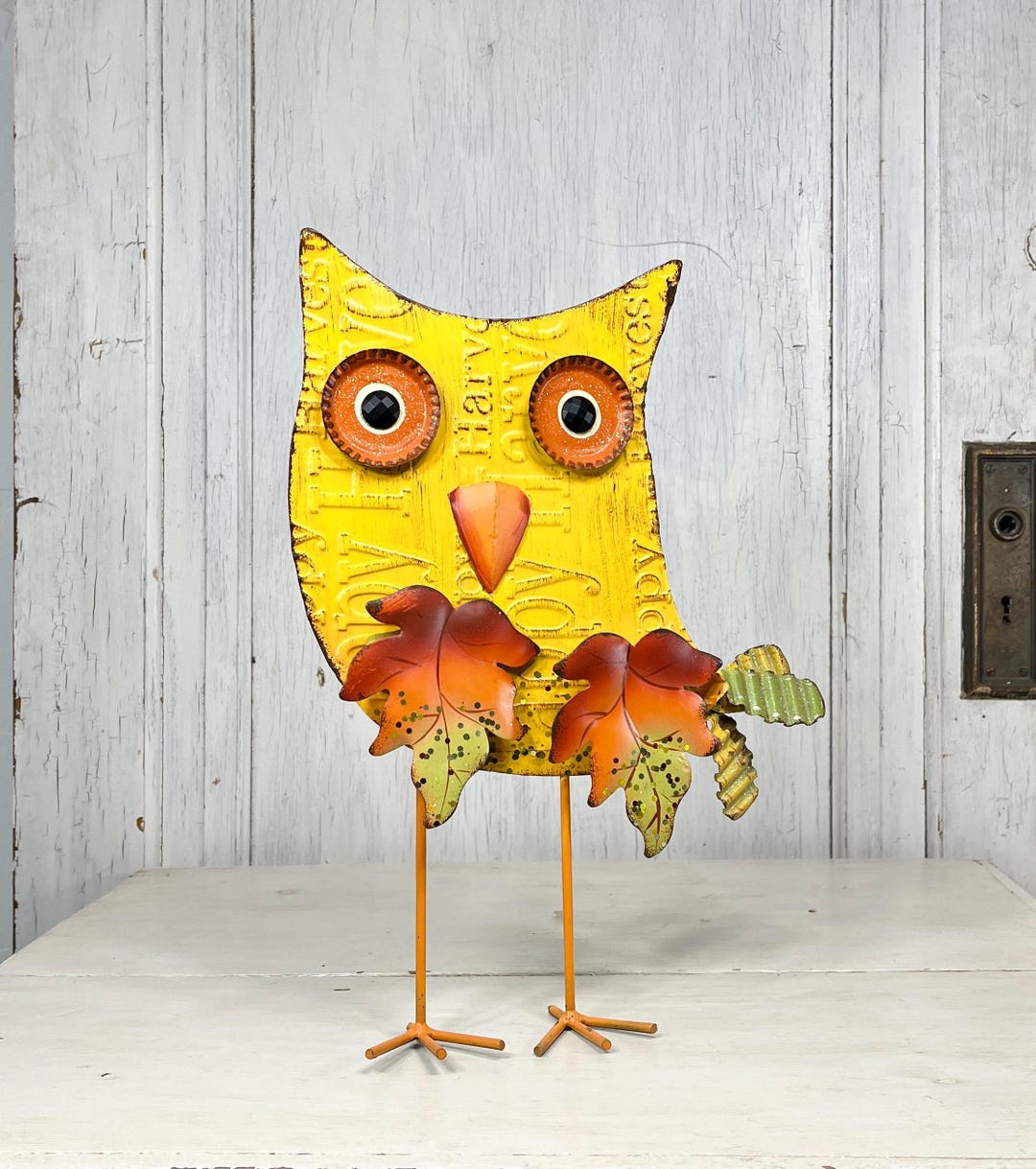 Art Deco Metal Owl Statue 14 1/2" Tall Indoor Outdoor Garden Porch ...