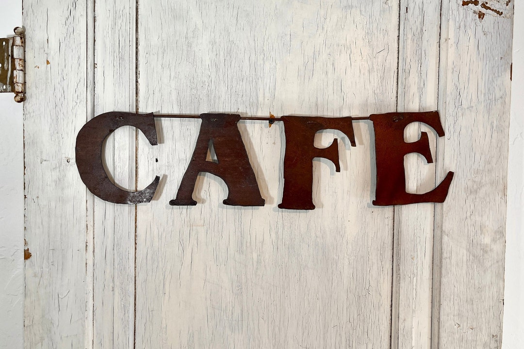 Rustic Metal Cafe Sign Wall Hanging Kitchen Coffee Shop Home Decor EH52 ...