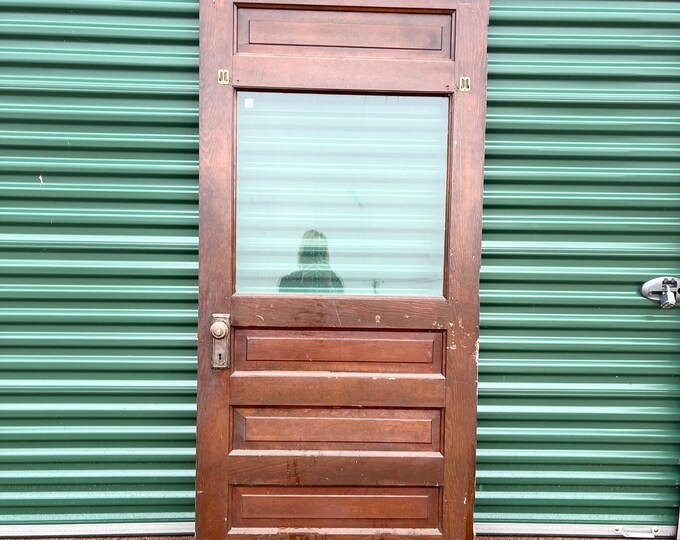 Antique Rustic Wood Glass Window Exterior Panel Door, Architectural ...