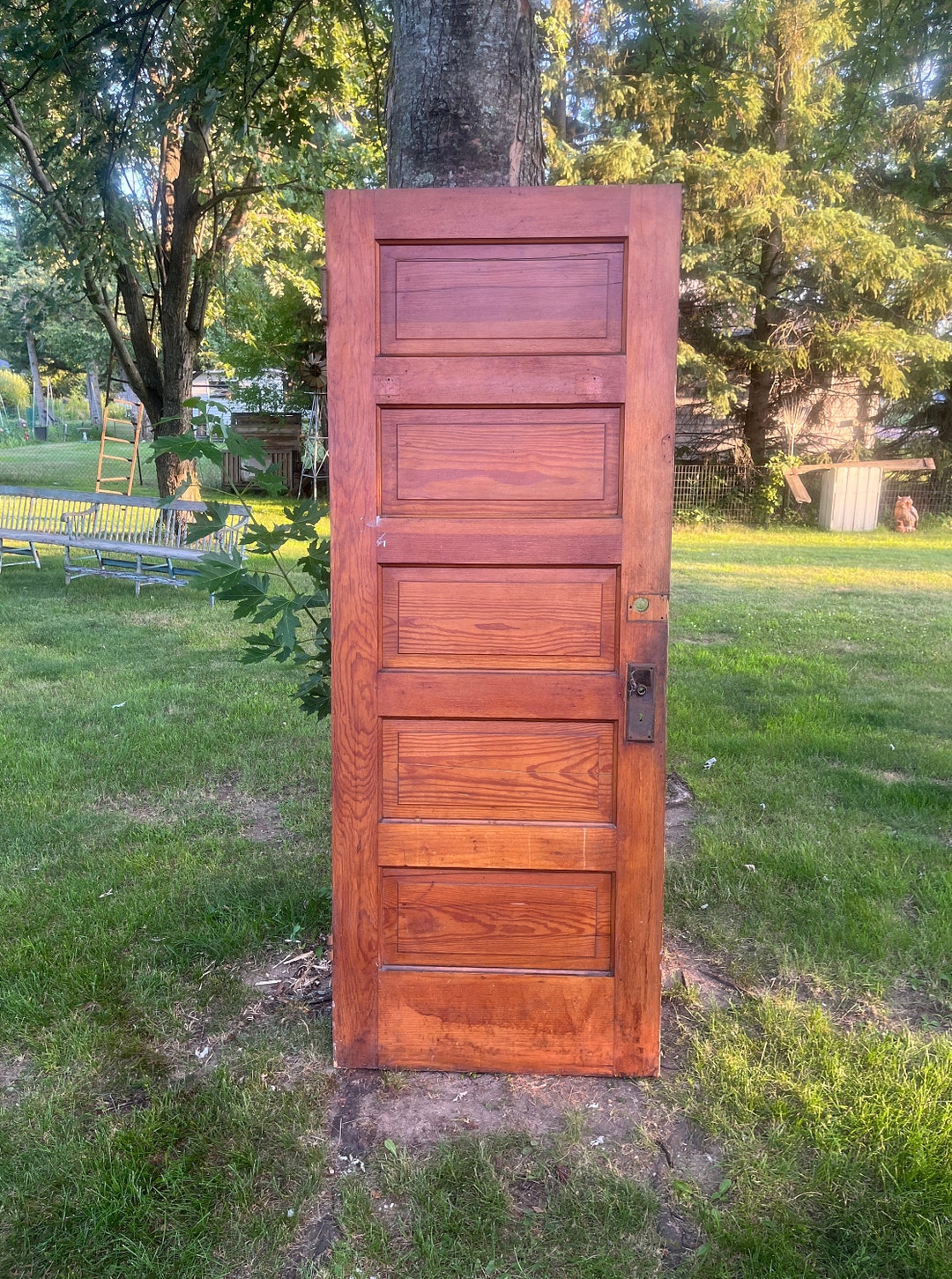 Antique Five Panel Wood Raised Panel Interior Door, Reclaimed ...