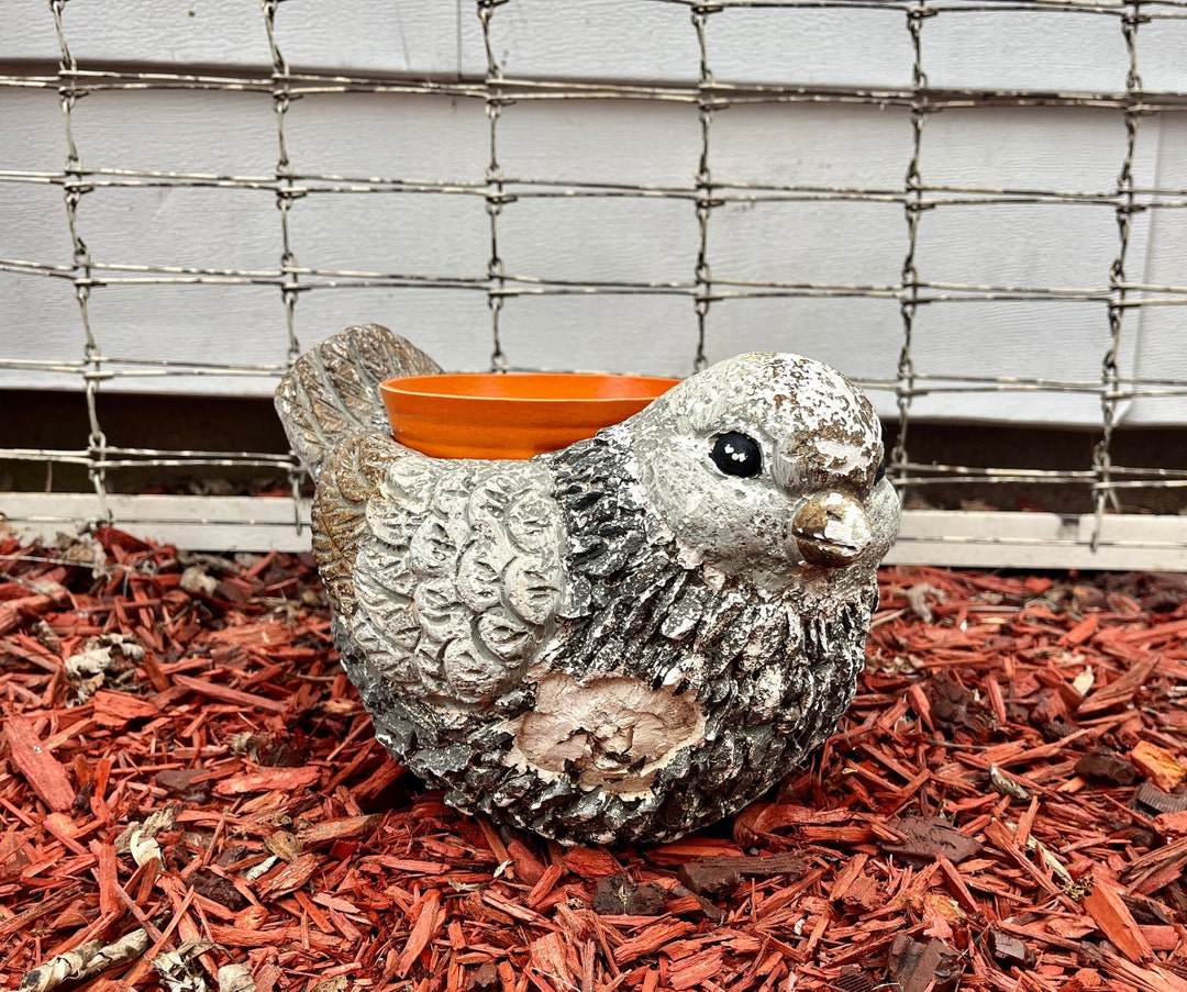 Bird Chickadee Garden Statue Planter Bird Garden Art Garden - Etsy