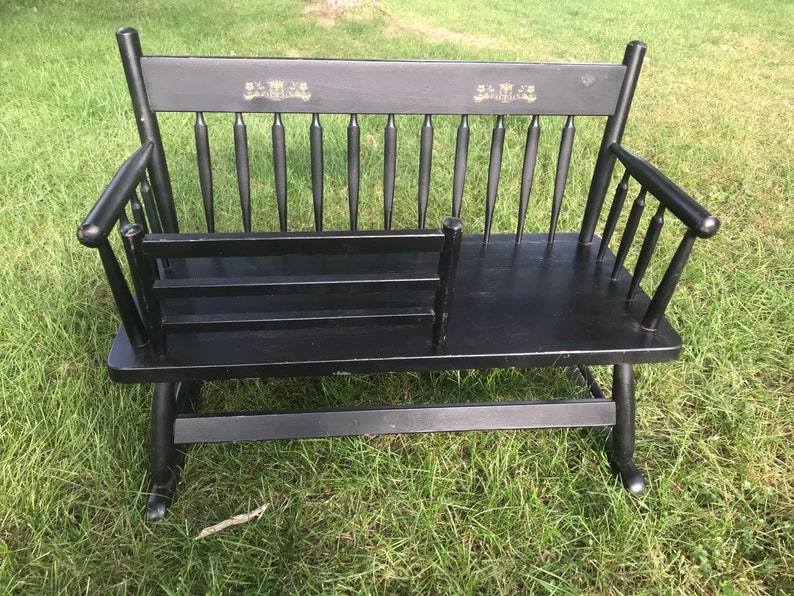 Antique Wood Mammy Bench Baby Rocker Spindle Bench Black | Etsy