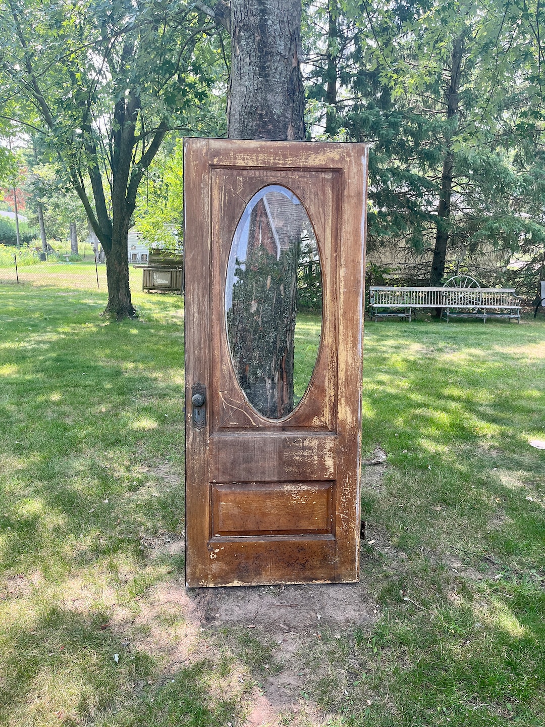 Antique Wood Oval Beveled Glass Entry Door Early 1900's - Etsy