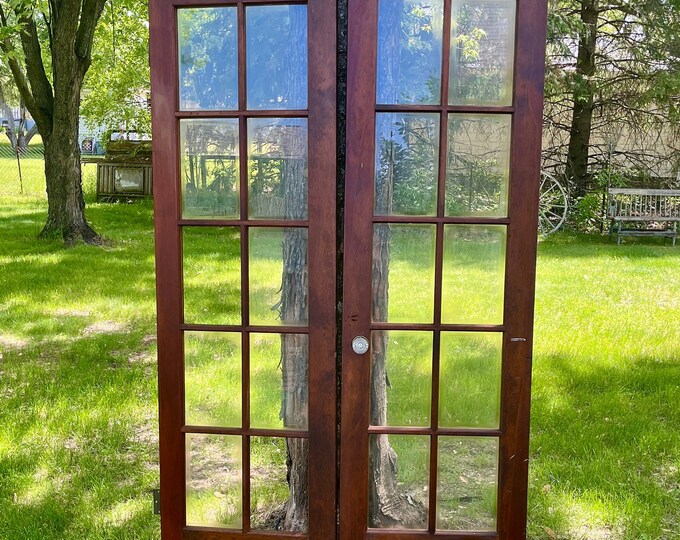 Antique Glass Lite Interior Wood French Doors, Architectural Salvage ...