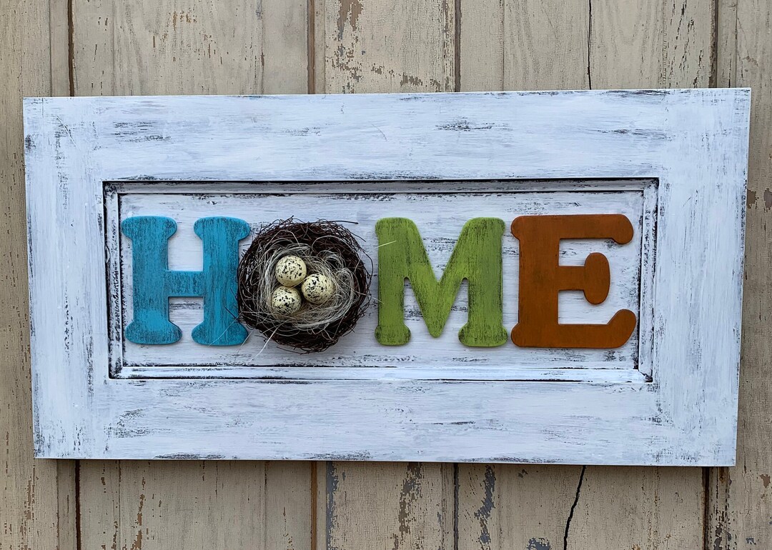 Shabby Chic Home Bird Nest Sign for Garden Fence Porch Patio Wall ...