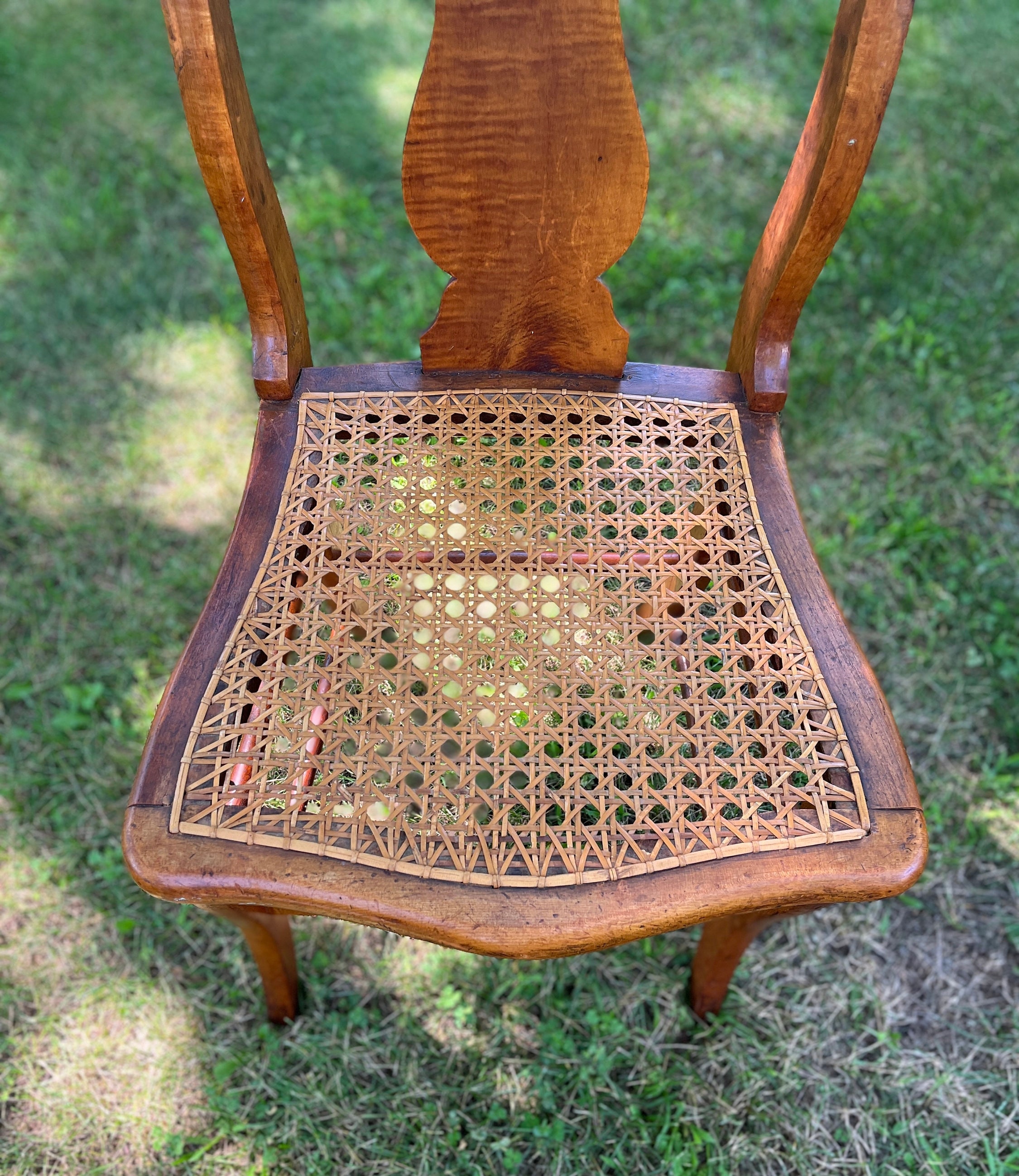 Antique Wood Cane Seat Chairs Set of 4 French Country - Etsy
