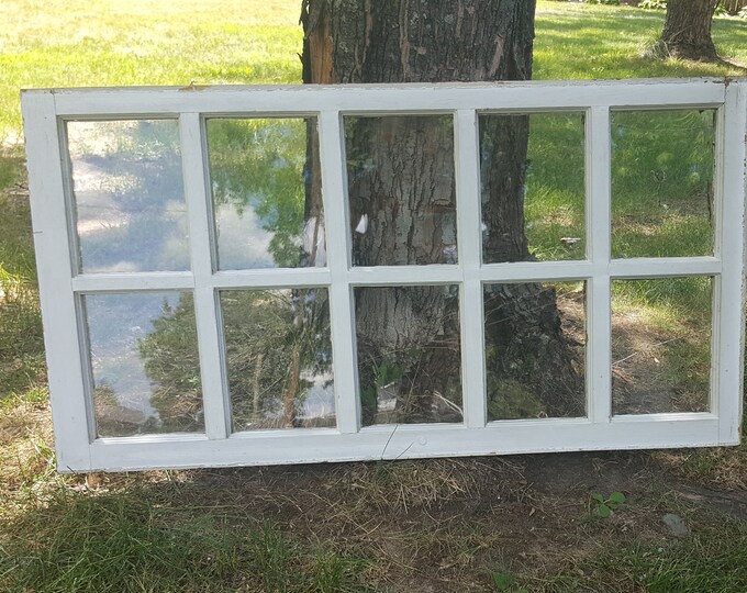Old Wood Window Frame, Antique 10 Pane Window, Farmhouse Decor, Wedding ...