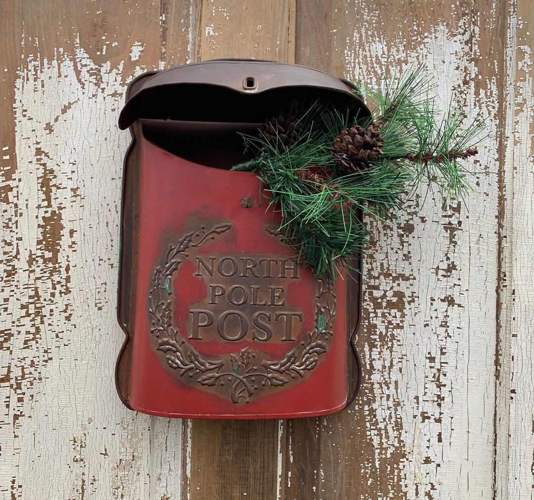 Distressed North Pole Post Mailbox Holiday Farmhouse Decor Wall Hanging ...
