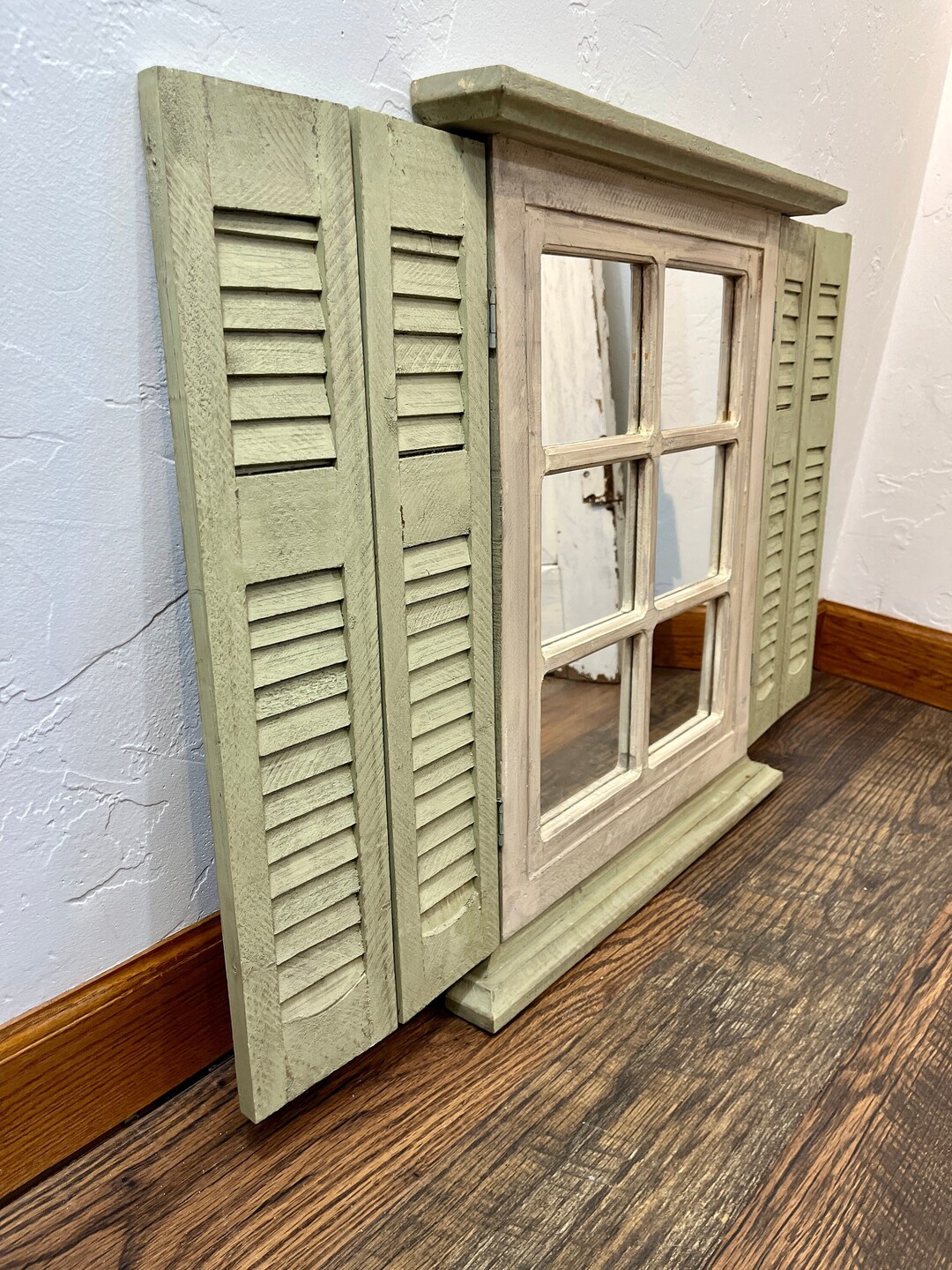 Farmhouse Mirror With Wood Shutters, Farmhouse Wall Decor DY37 - Etsy