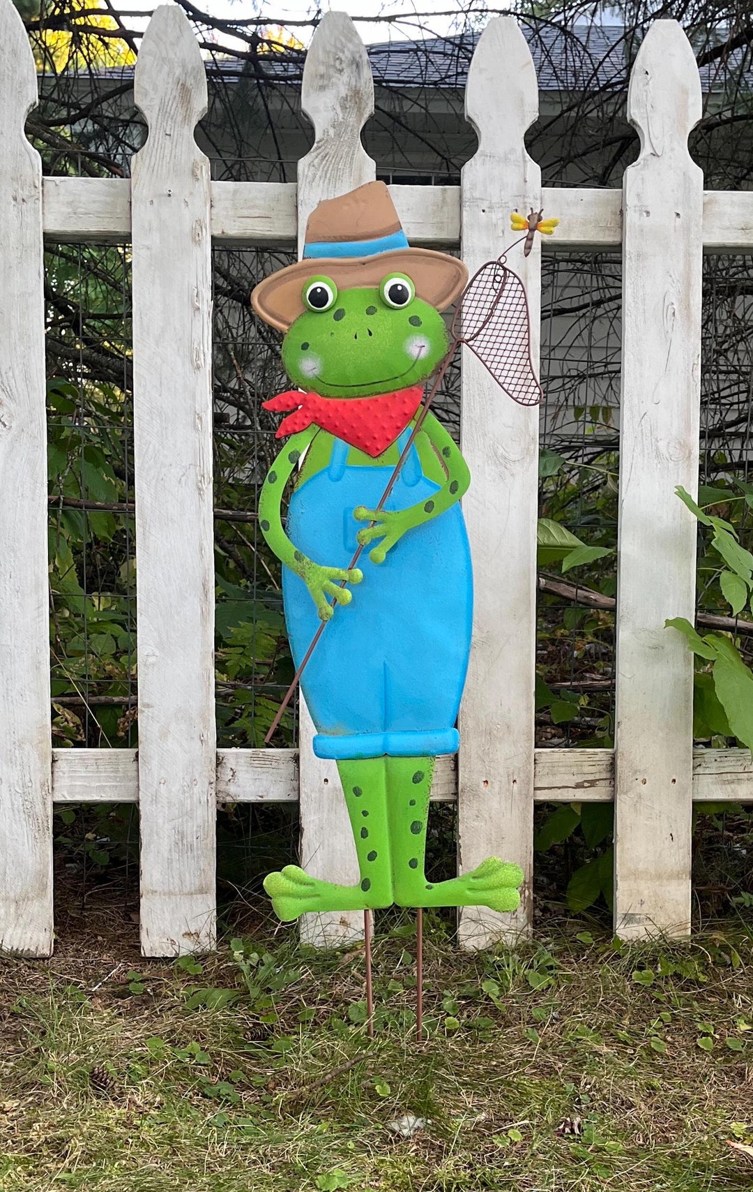 Metal Frog Outdoor Statue, Metal Garden Stake, Frog Yard Art, Frog ...