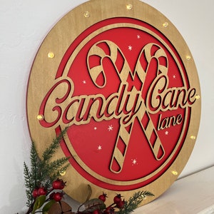 Candy Cane Lane Sign 18" Pre-lit Lighted Christmas Porch Modern ...