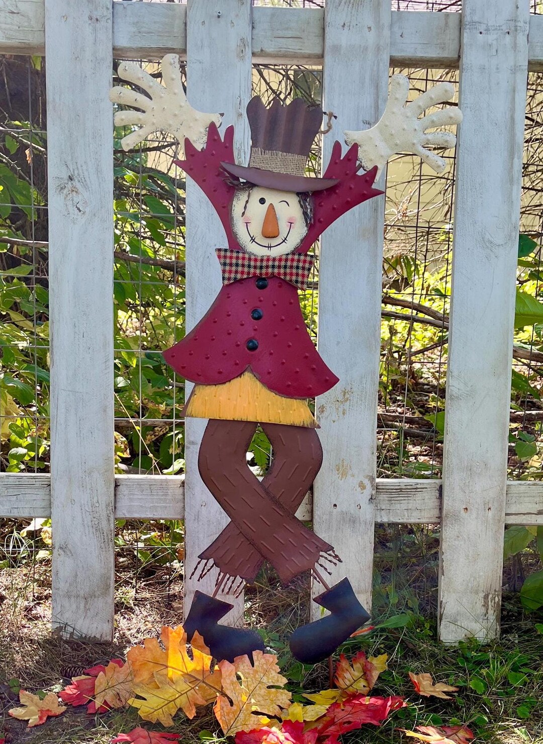 Scarecrow Yard Art, Metal Fall Yard Garden Art, Outdoor Halloween Decor ...