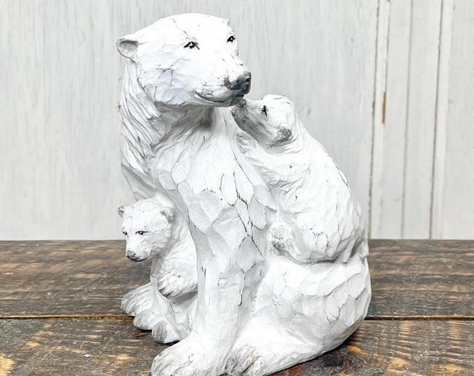 Polar Bear Statue With Cub FA29 - Etsy