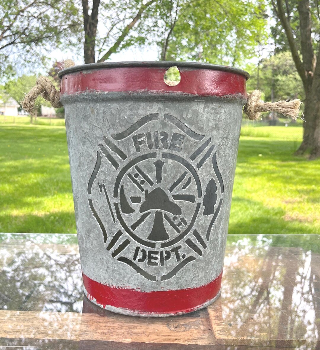 Fire Fighter Fireman Metal Sign Cut Out Sap Bucket Planter Laser Cut ...
