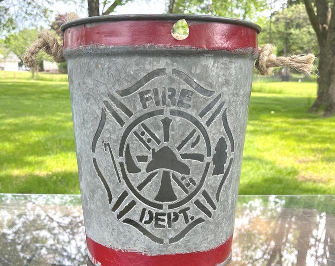 Fire Fighter Fireman Metal Sign Cut Out Sap Bucket Planter Laser Cut ...