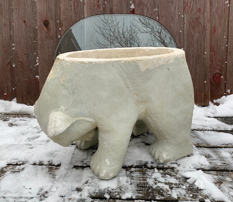 Bear Table Plaster Polar Bear Statue Cabin Lodge Cottage - Etsy