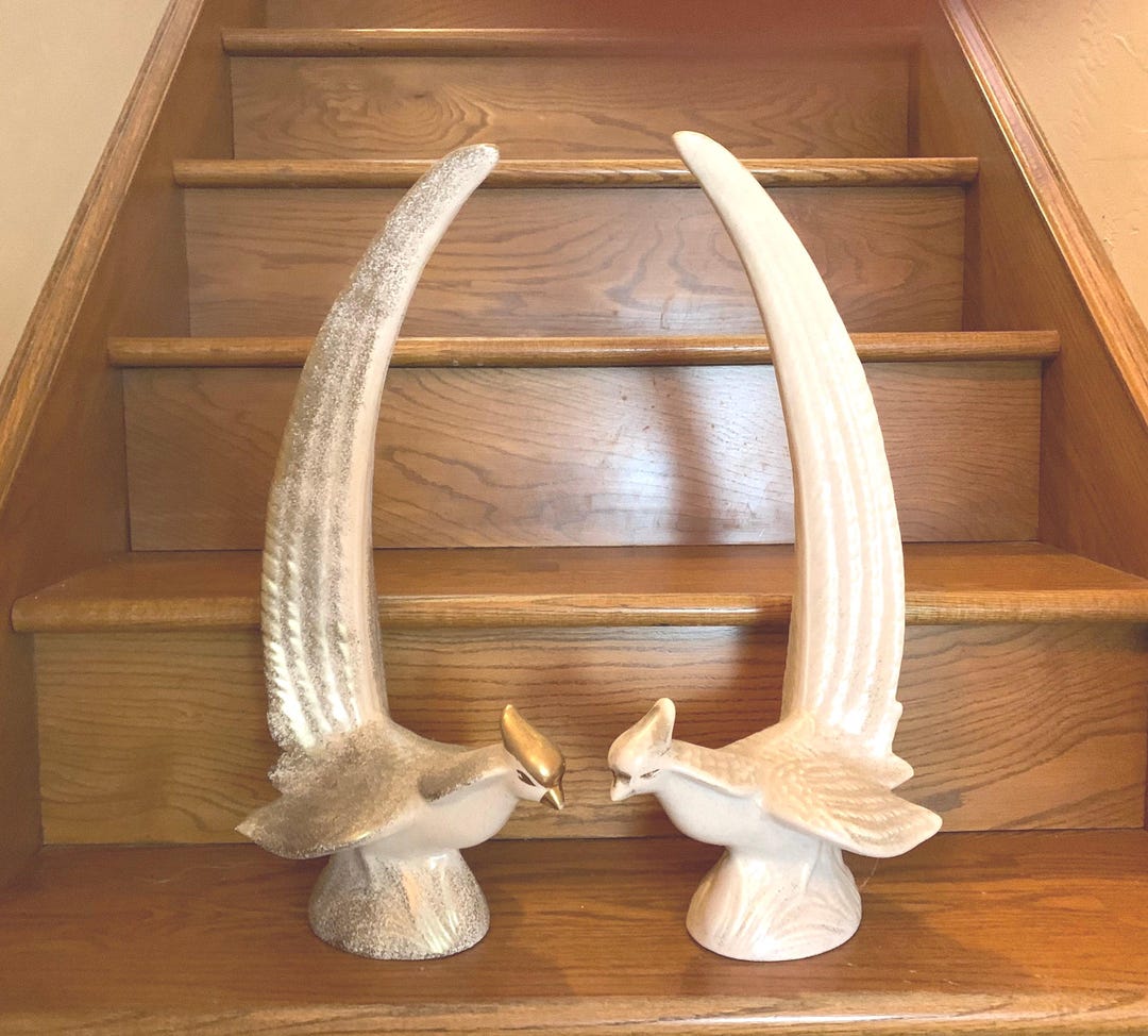 Set MCM Tall Bird Ceramic Statues 19"t Tabletop Home Accent Decor - Etsy