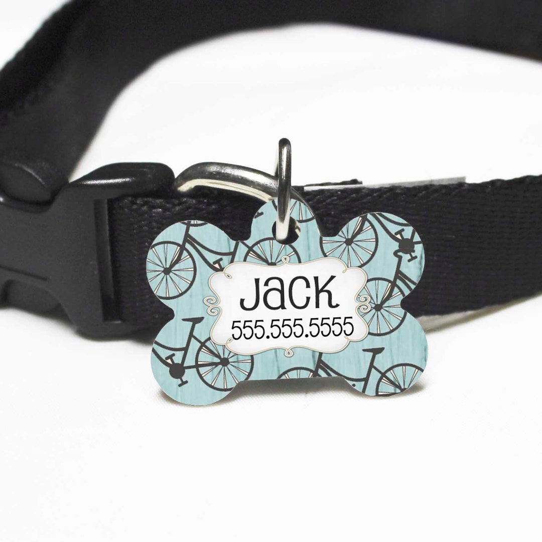 Custom Dog Tag Bicycle Theme Personalized Cat Collar Name ID - Etsy