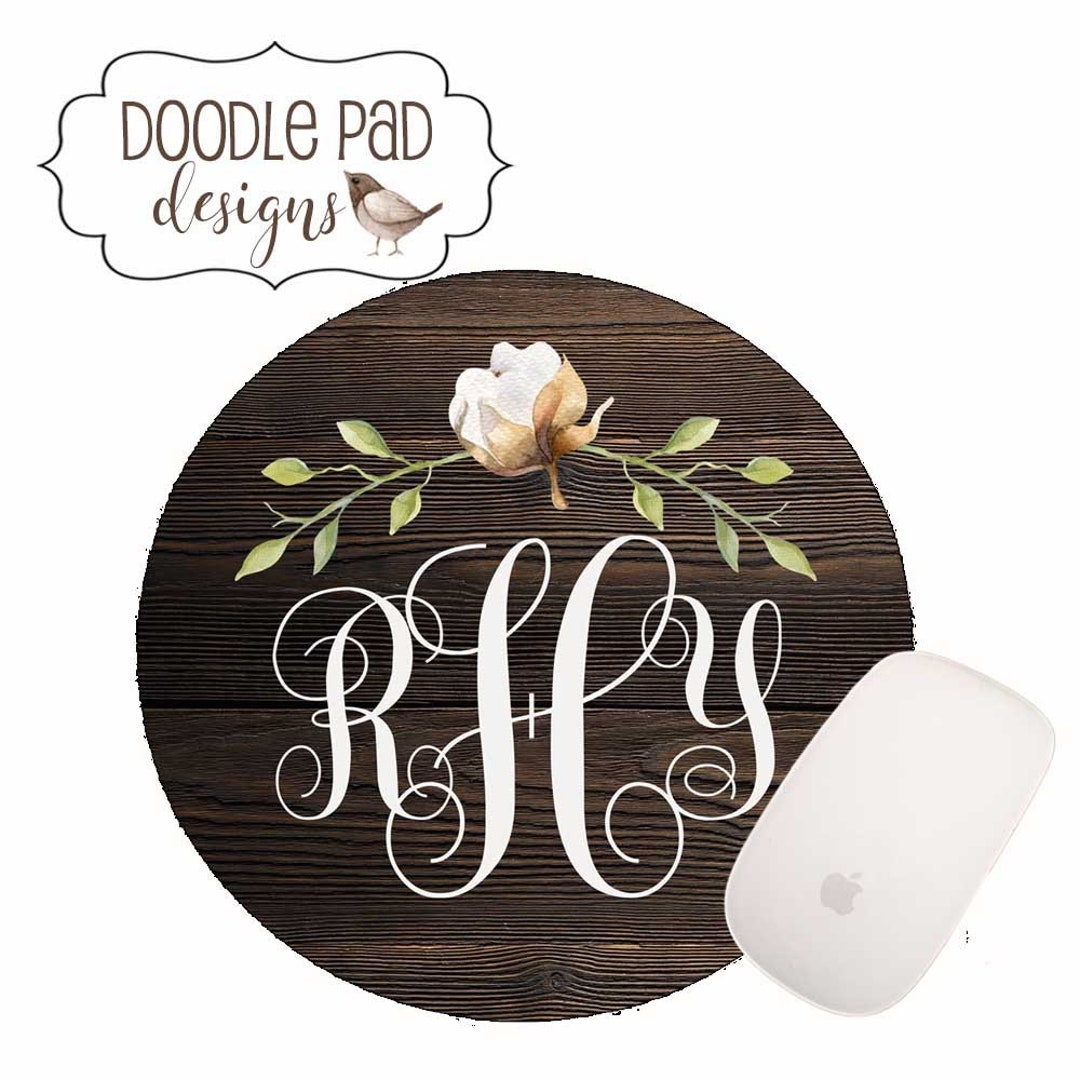 Monogram Mouse Pad, Farmhouse Inspired Computer Mouse Pad, Cotton Ball ...