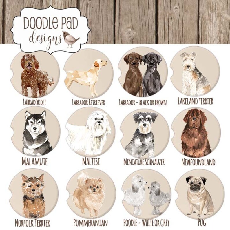 Custom Dog Car Coaster, Build Your Own Design From Multiple Breeds and ...