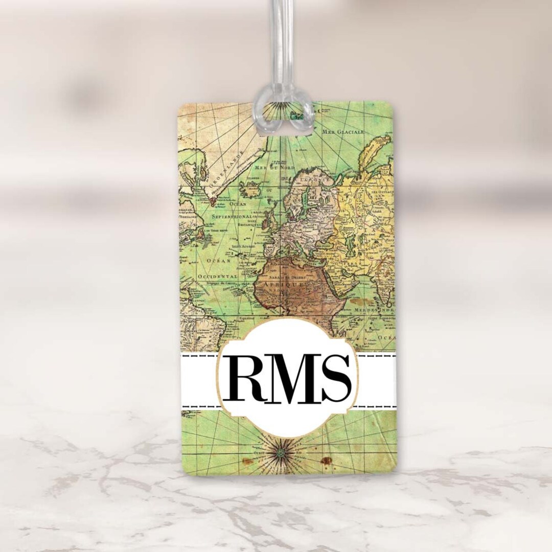 Personalized Luggage Tag World Map Bag Tag - Etsy