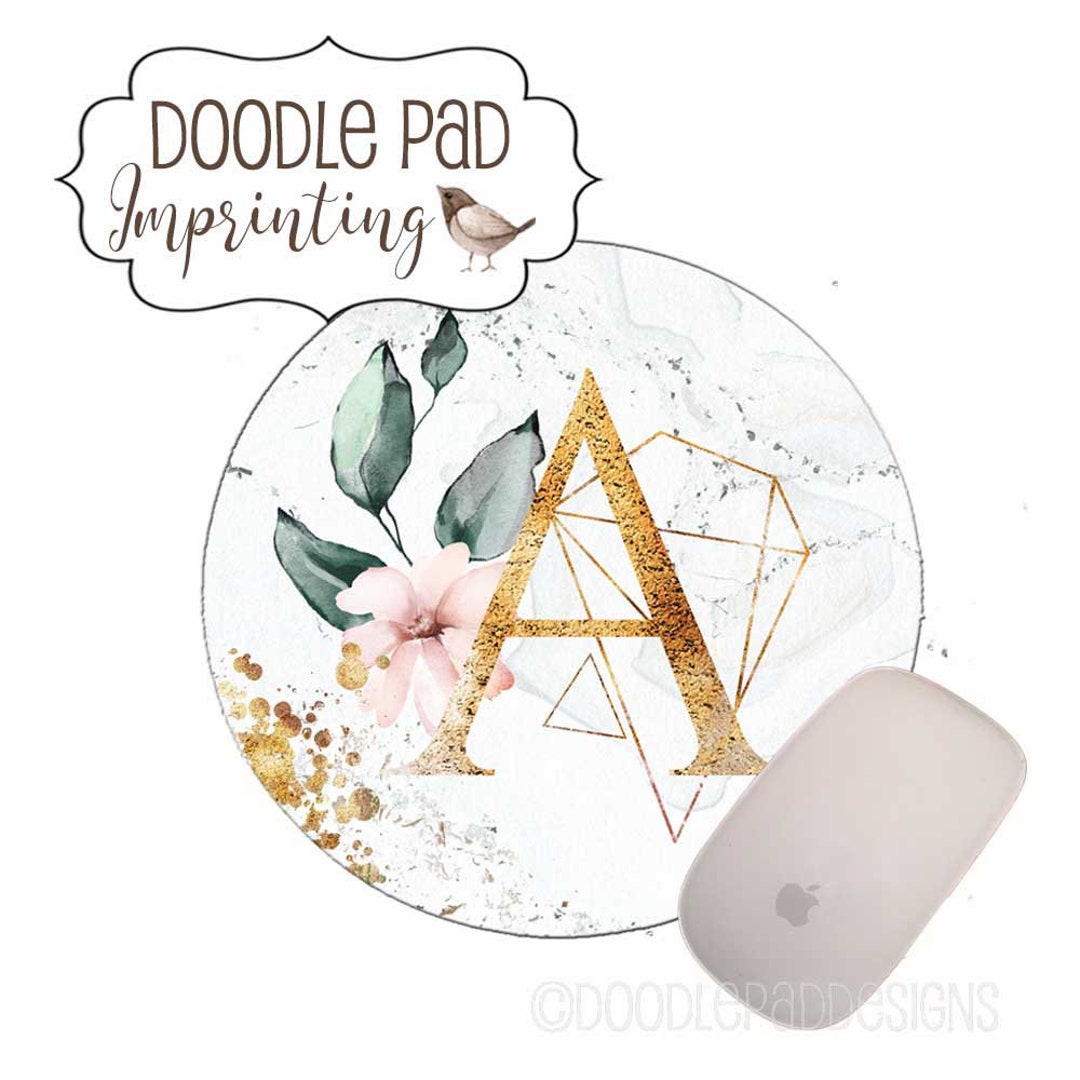 Monogram Mouse Pad, Faux Marble Computer Mouse Pad, Floral Mouse Pad - Etsy
