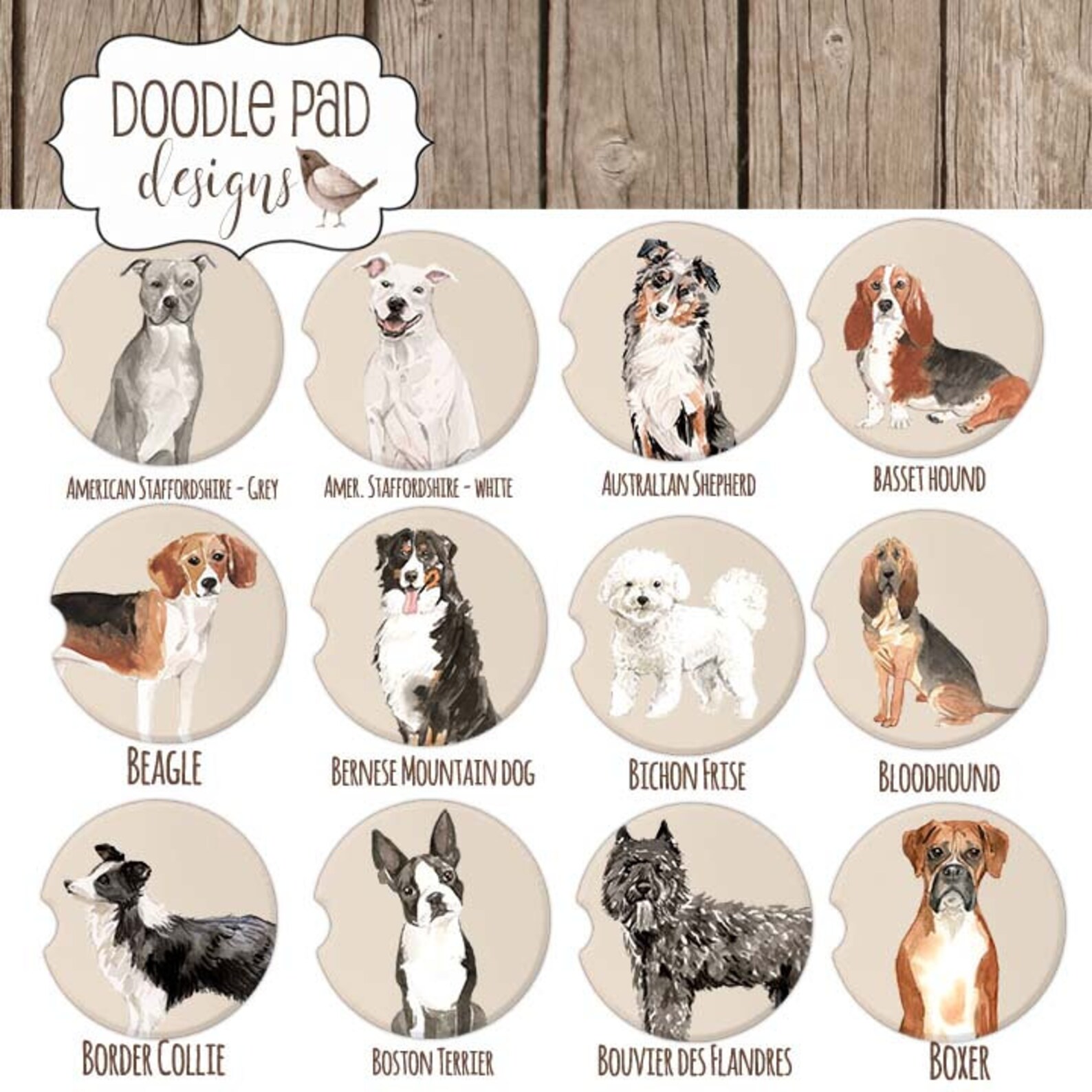Custom Dog Car Coaster, Build Your Own Design From Multiple Breeds and ...