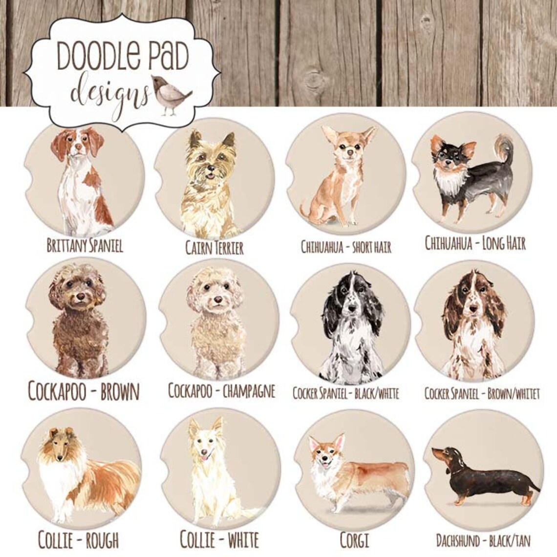 Custom Dog Car Coaster, Build Your Own Design From Multiple Breeds and ...