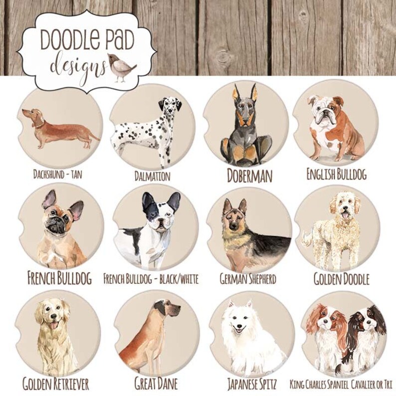 Custom Dog Car Coaster Build Your Own Design From Multiple - Etsy